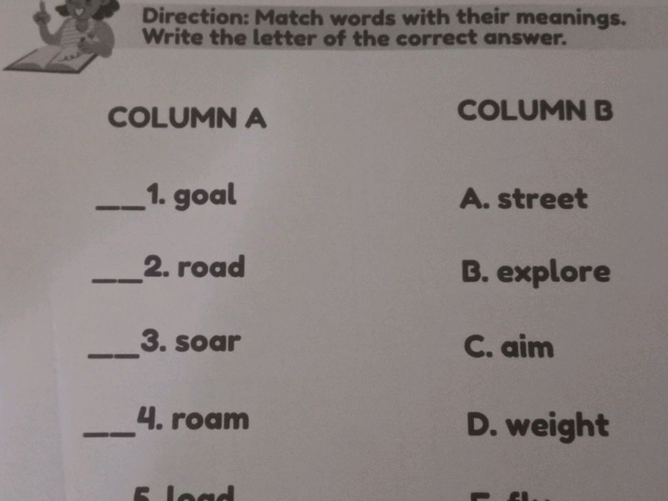 Direction: Match words with their meanings. | StudyX