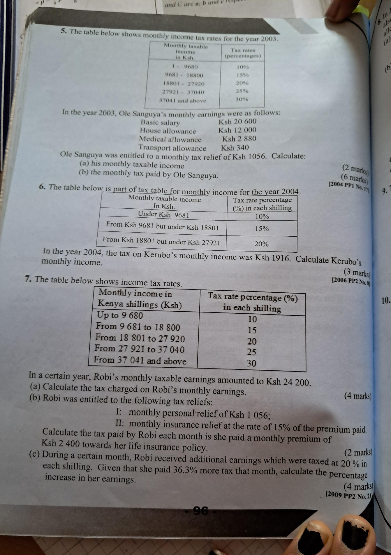 The table below shows monthly income tax | StudyX