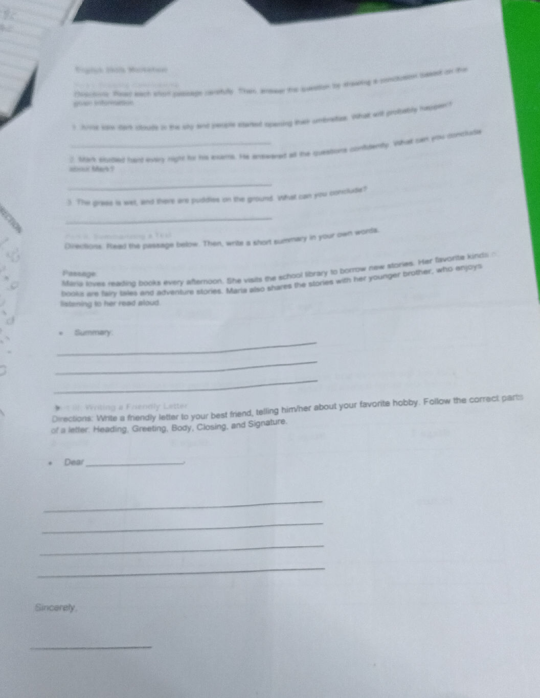 Directions: Write a friendly letter to your | StudyX