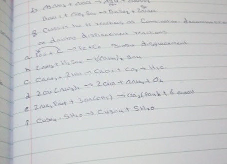 Classify the if reactions as Combination, | StudyX