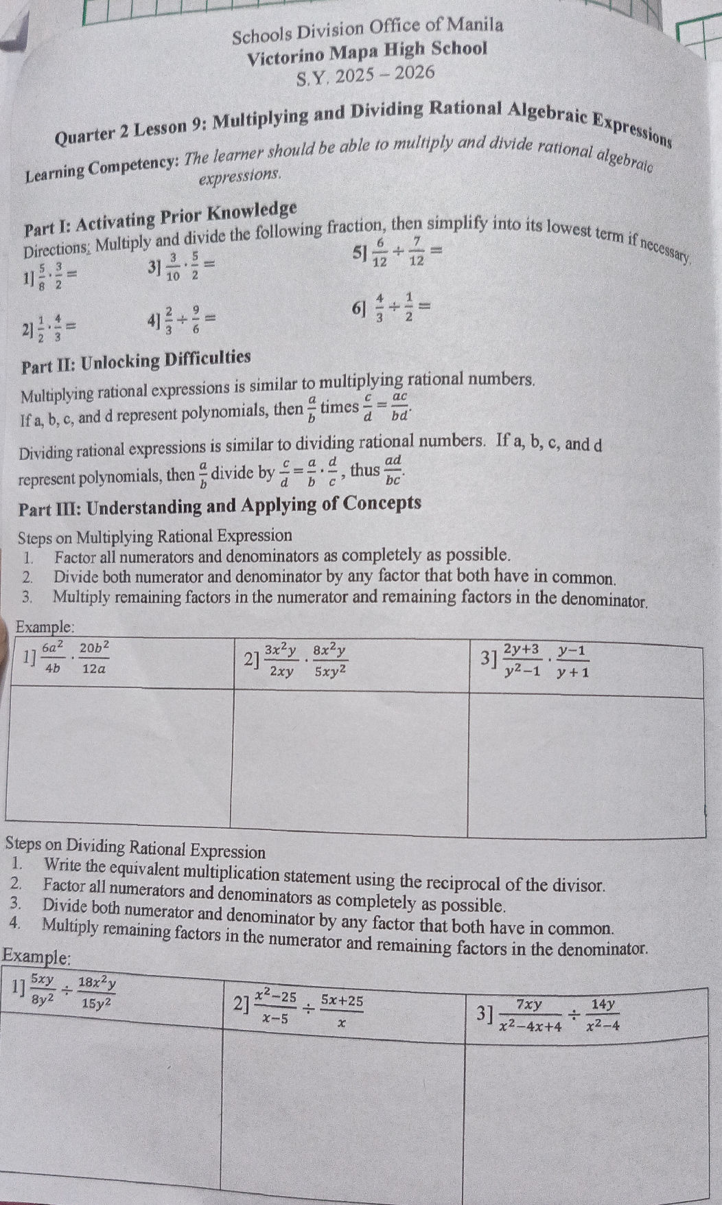 Part I: Activating Prior Knowledge | StudyX