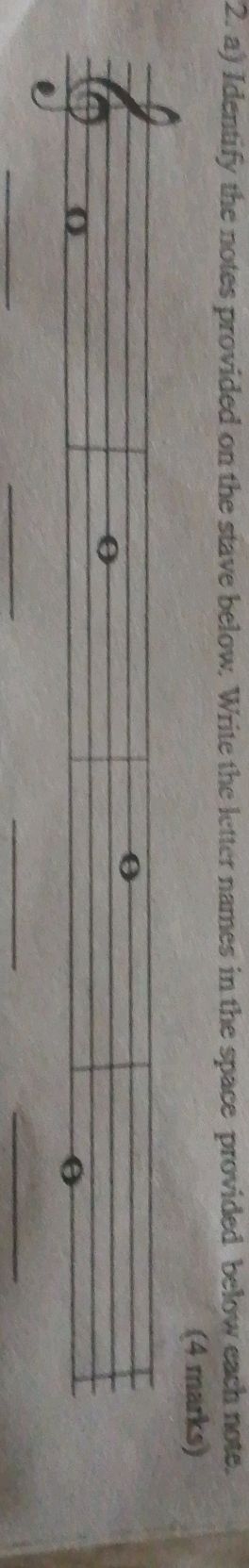 2. a) Identify the notes provided on the | StudyX