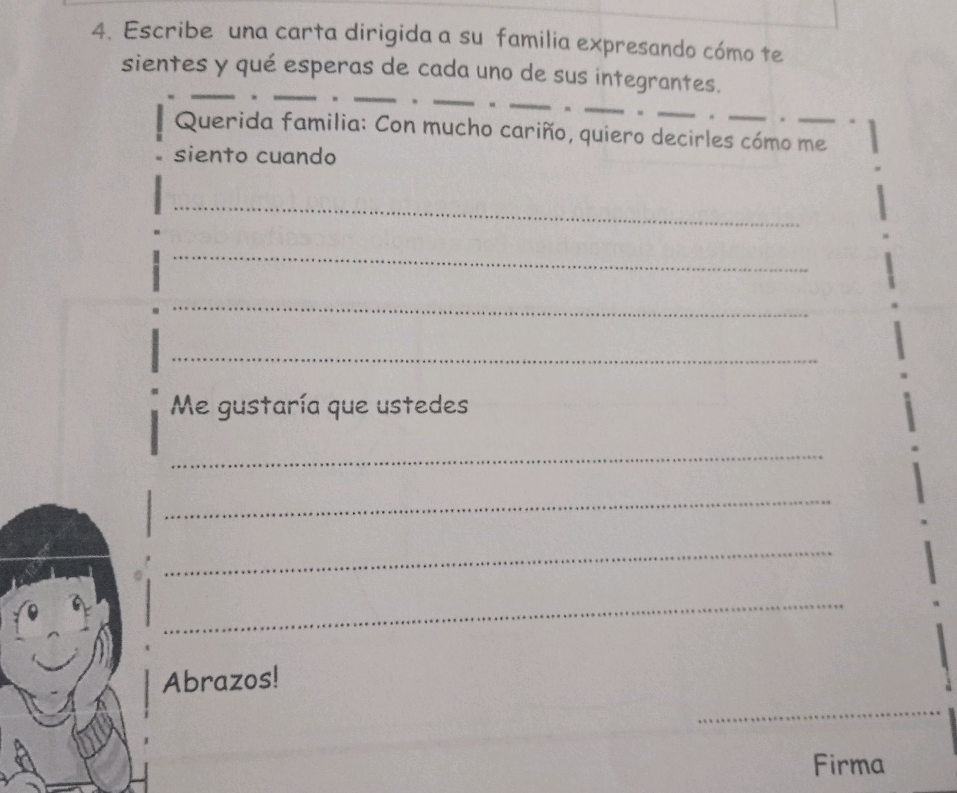 4. Escribe una carta dirigida a su familia | StudyX