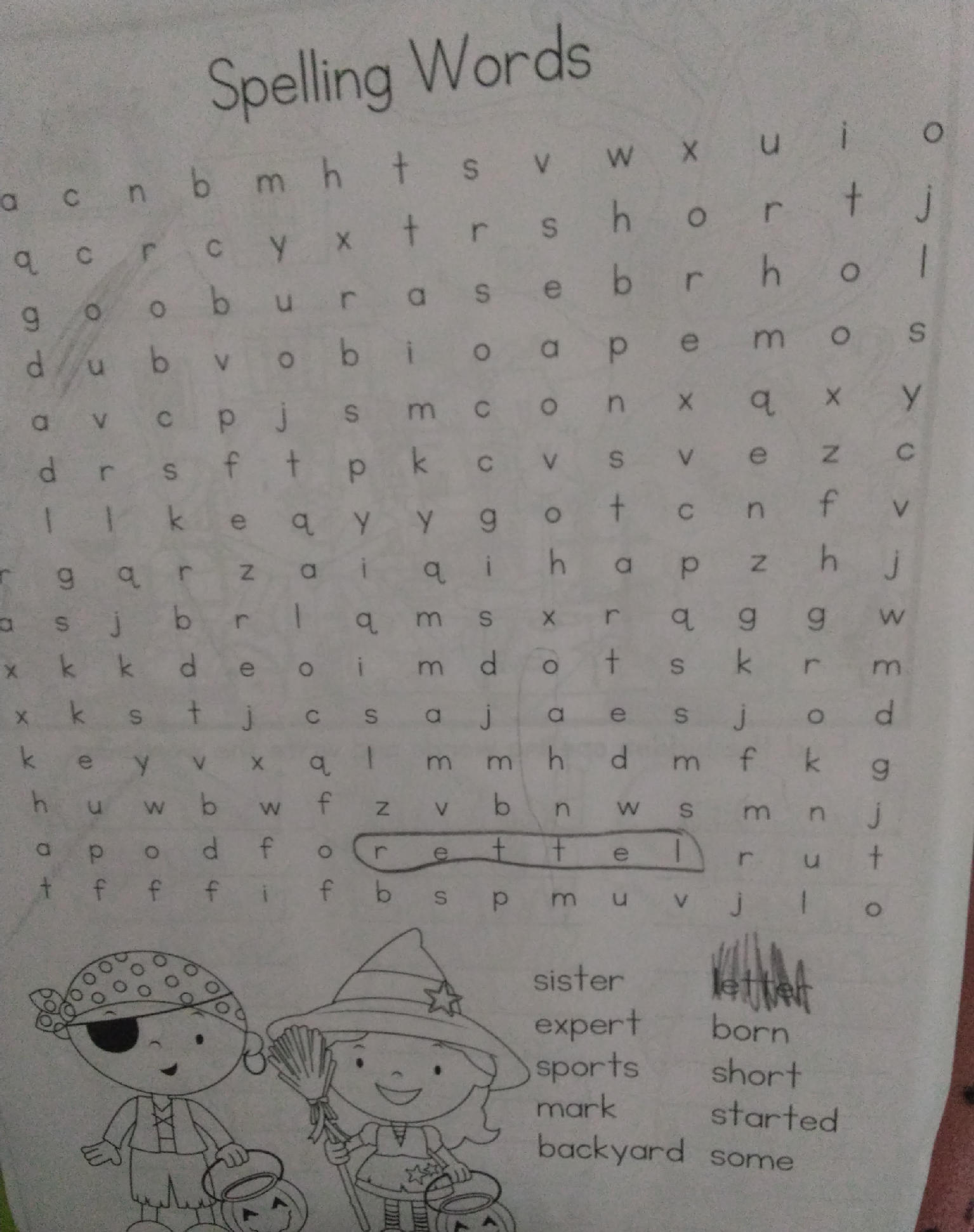 ## Spelling Words Find the following words | StudyX