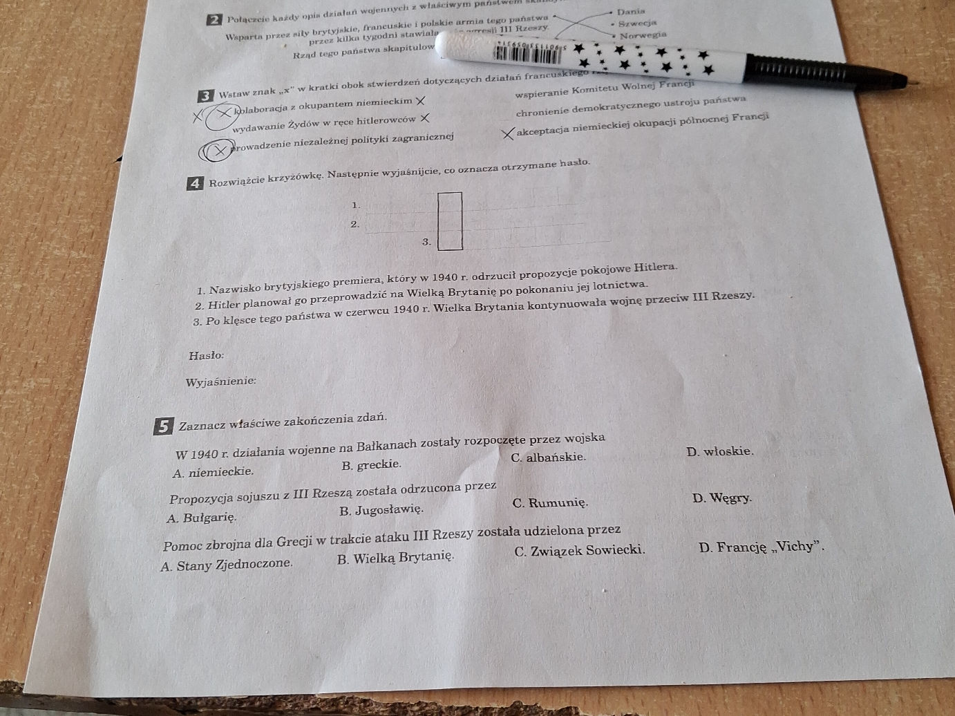 Wstaw znak „x" w kratki obok stwierdzeń | StudyX
