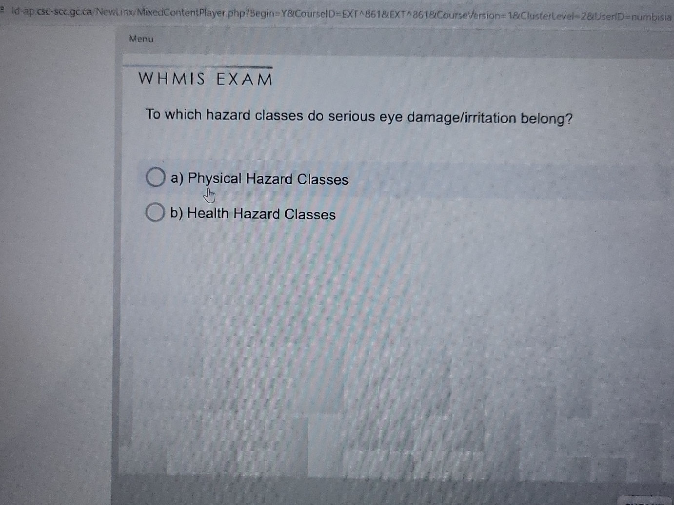 To which hazard classes do serious eye | StudyX