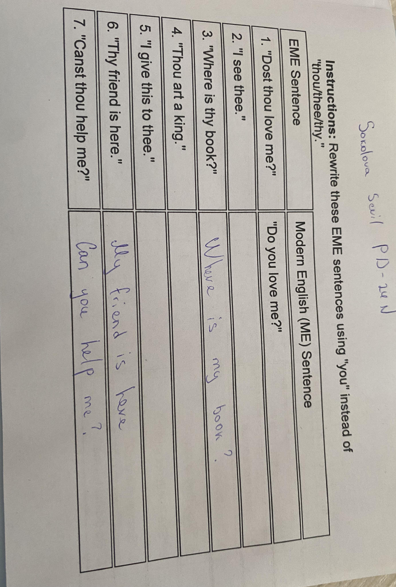 Instructions: Rewrite these EME sentences | StudyX