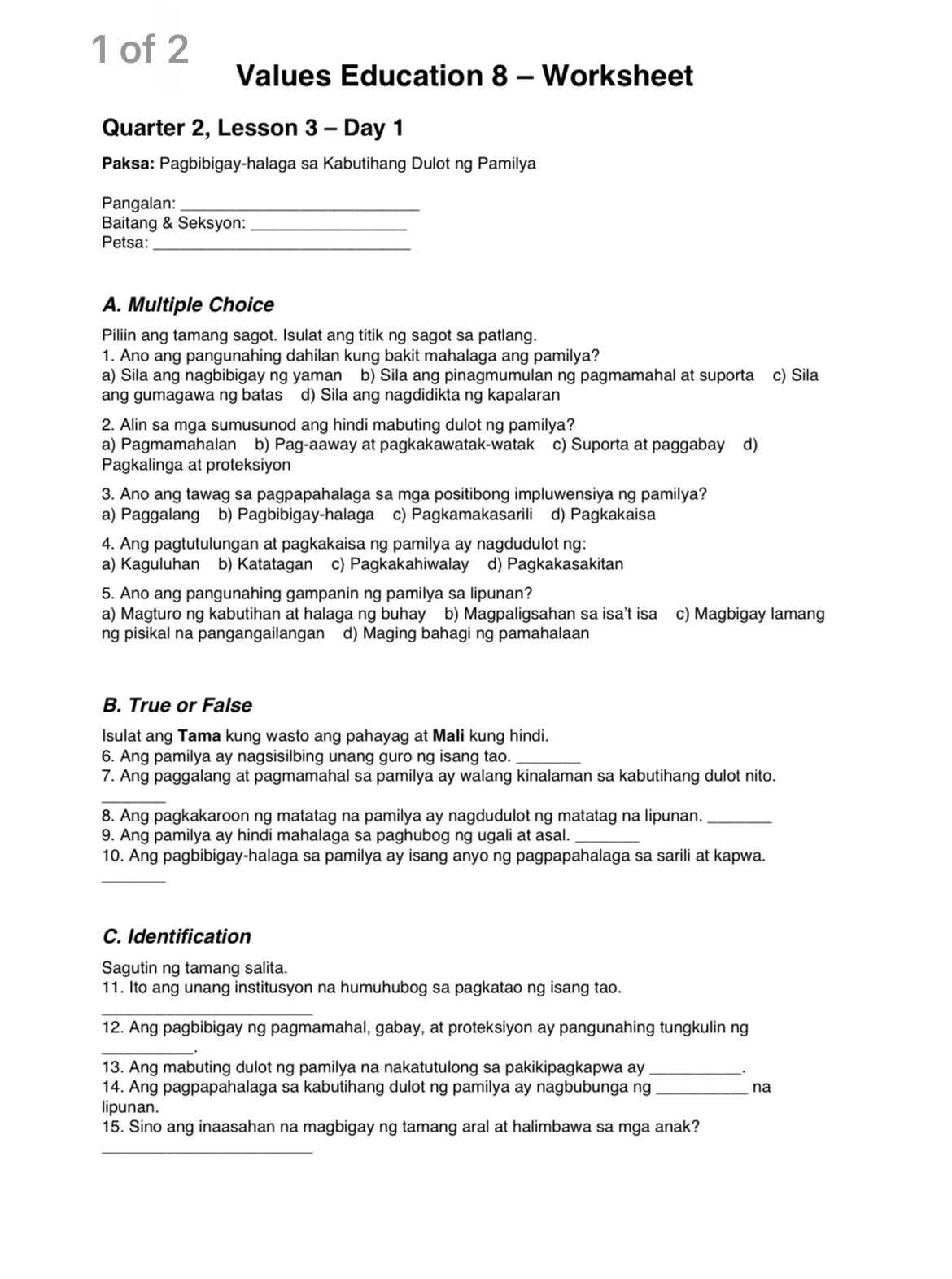 Piliin ang tamang sagot. Isulat ang titik ng | StudyX