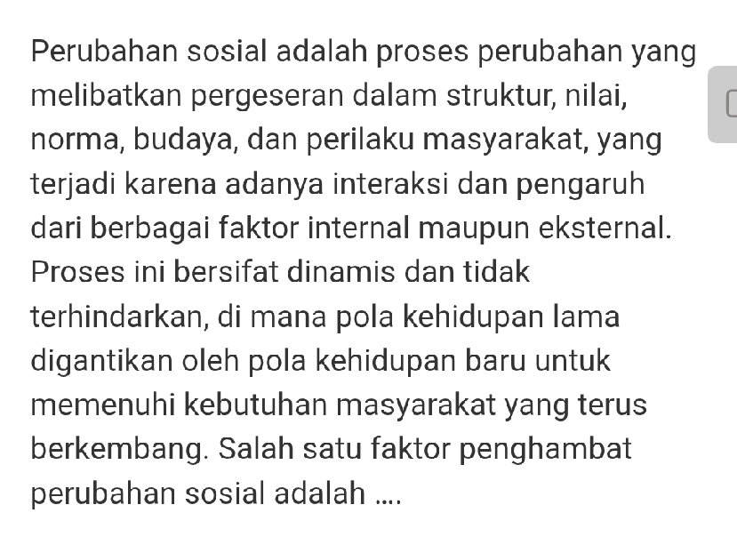 Perubahan sosial adalah proses perubahan | StudyX