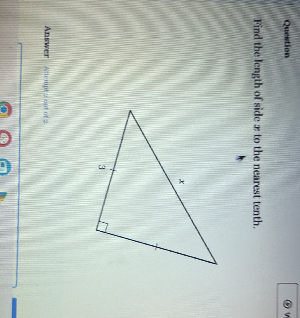 Find the length of side $x$ to the nearest | StudyX