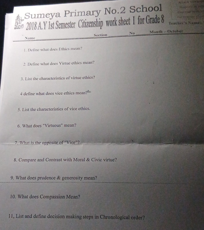 1. Define what does Ethics mean? 2. Define | StudyX