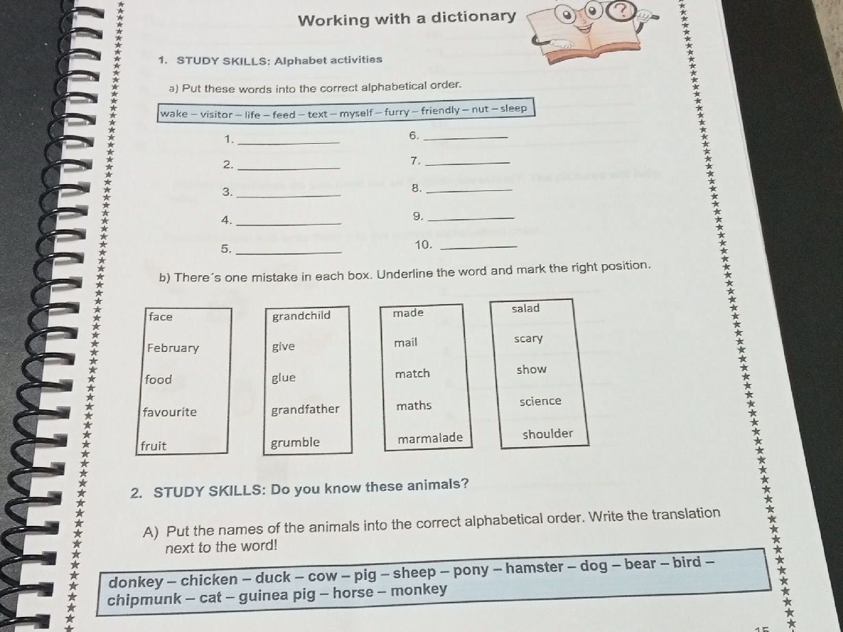 1. STUDY SKILLS: Alphabet activities a) Put | StudyX