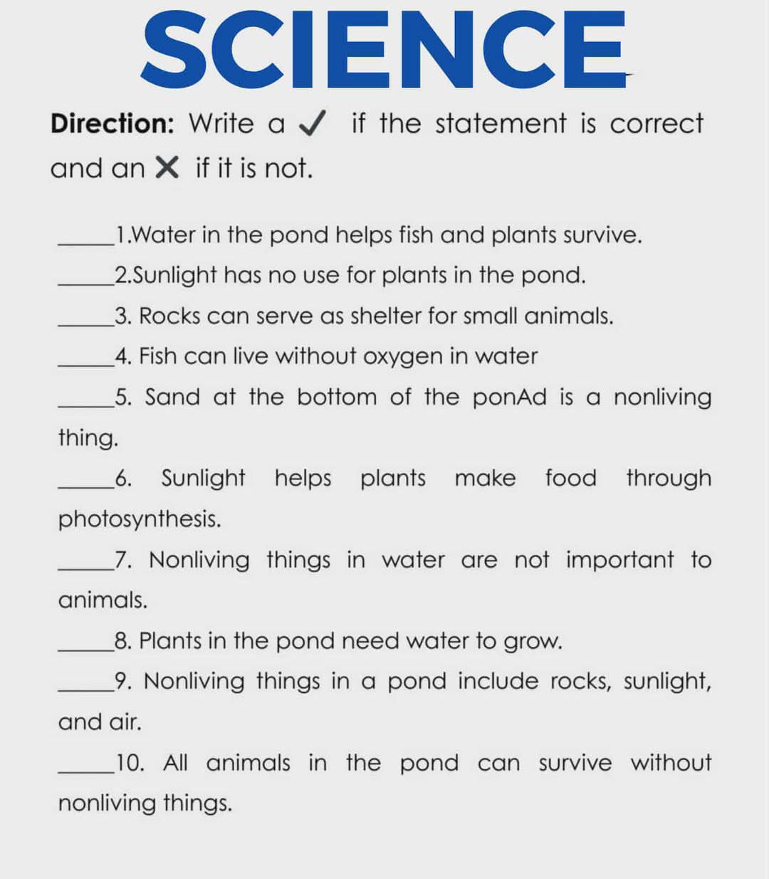 Direction: Write a if the statement is | StudyX