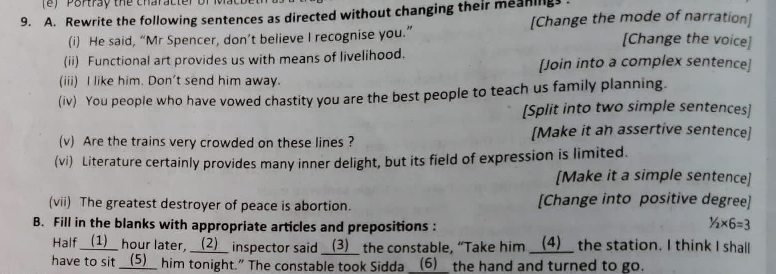 A. Rewrite the following sentences as | StudyX