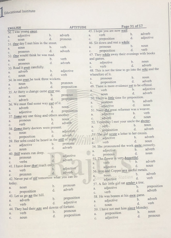 30. I was young once. a. adjective b. adverb | StudyX