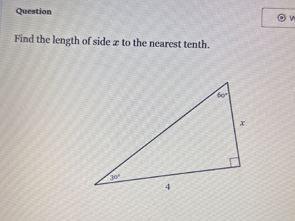 Find the length of side $x$ to the nearest | StudyX