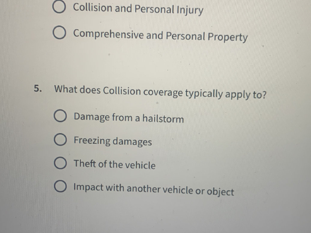 Collision and Personal Injury Comprehensive | StudyX