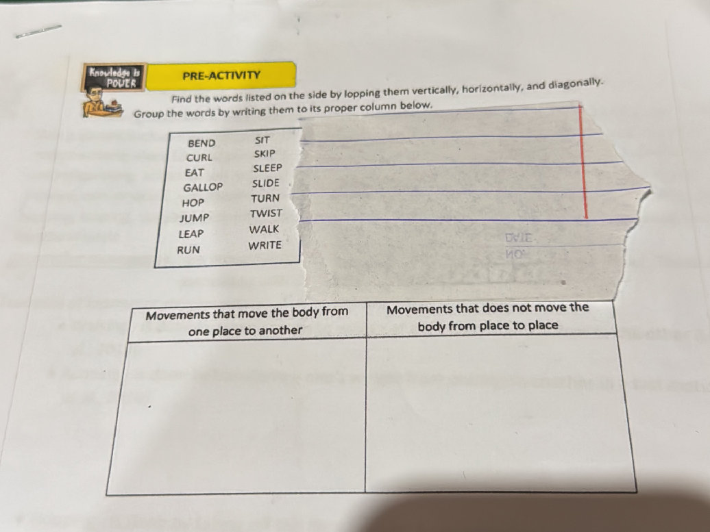 PRE-ACTIVITY Find the words listed on the | StudyX