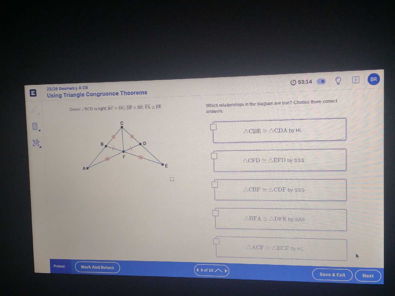 Given: $ BCD$ is right, $ {BC} {DC}$, $ | StudyX