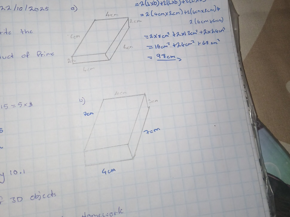 a) [Diagram of a prism with dimensions: | StudyX