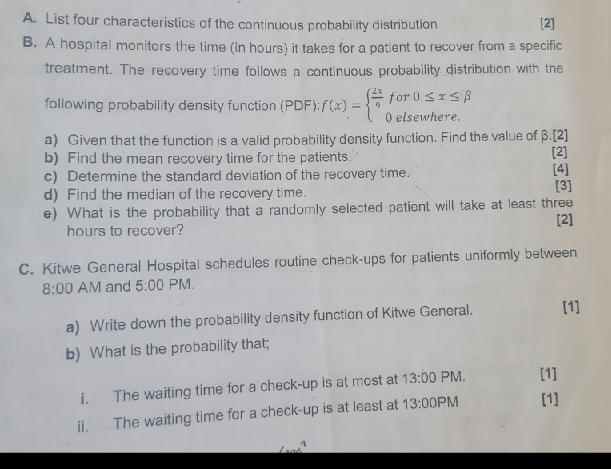 C. Kitwe General Hospital schedules routine | StudyX