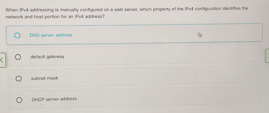 When IPv4 addressing is manually configured | StudyX