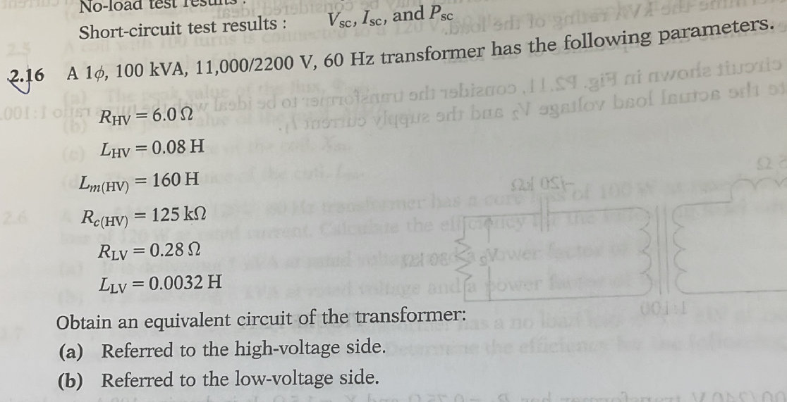 A $1 $, $100\ {kVA}$, $11,000/2200\ {V}$, | StudyX