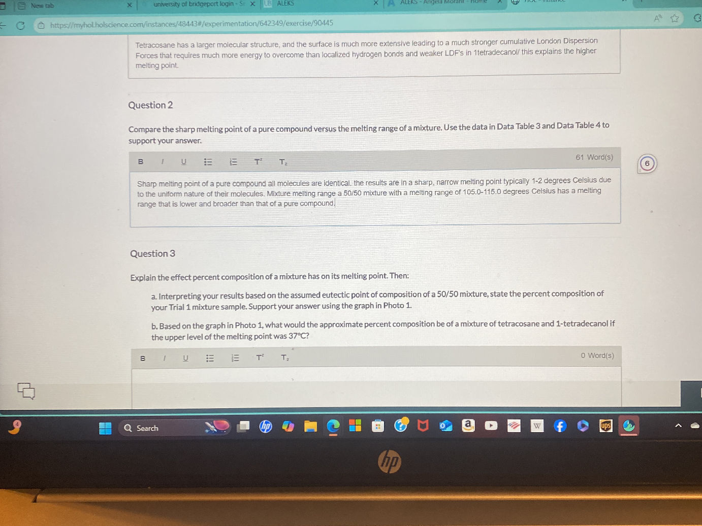 Question 2 Compare the sharp melting point | StudyX