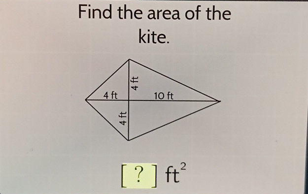 Find the area of the kite. [Diagram of a | StudyX