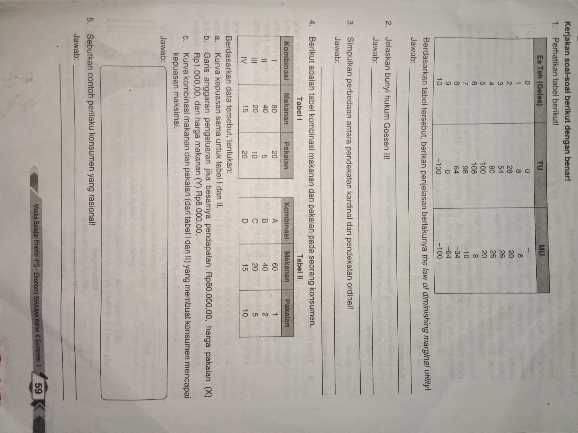 1. Perhatikan tabel berikut! | Es Teh | StudyX