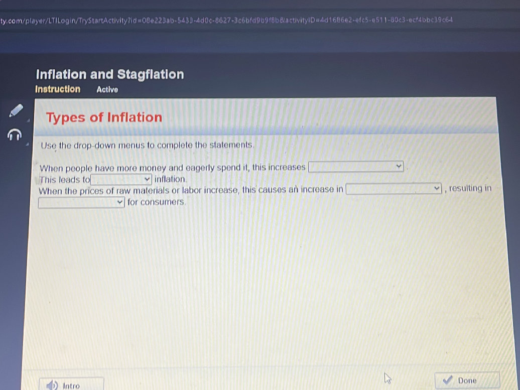 Use the drop-down menus to complete the | StudyX