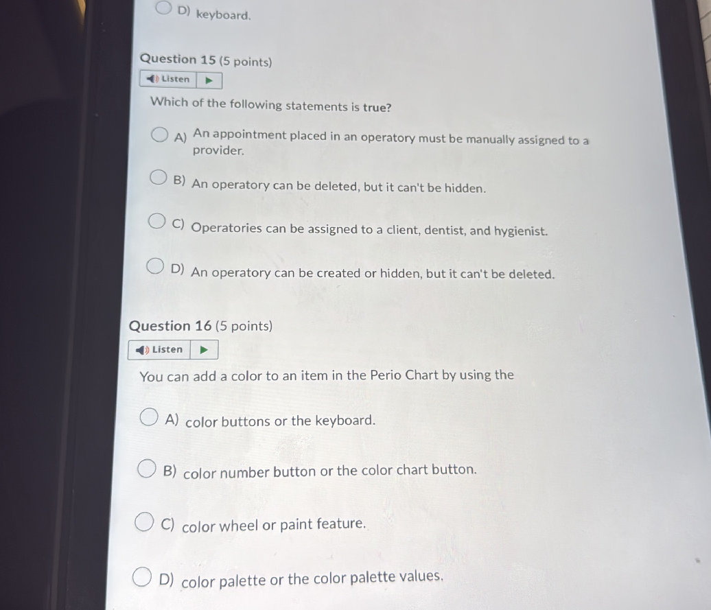 Question 16 (5 points) You can add a color | StudyX