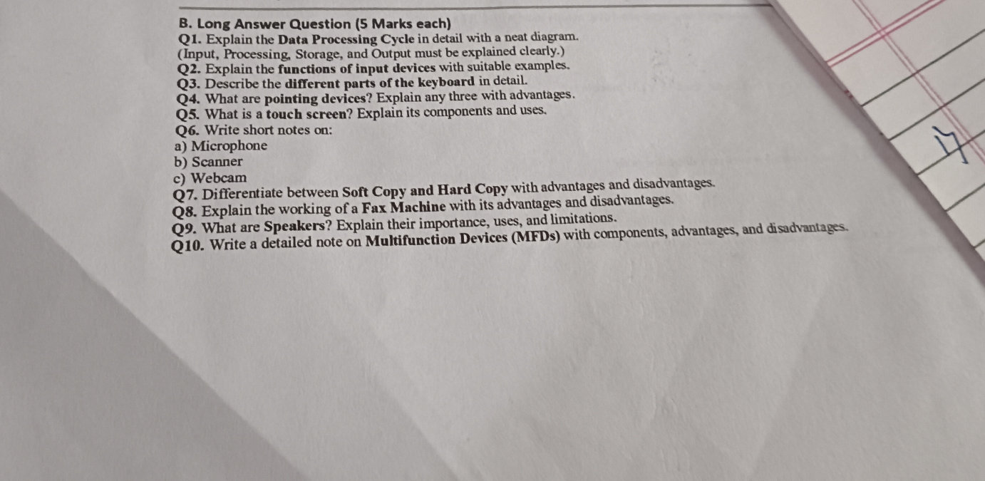 Q1. Explain the Data Processing Cycle in | StudyX