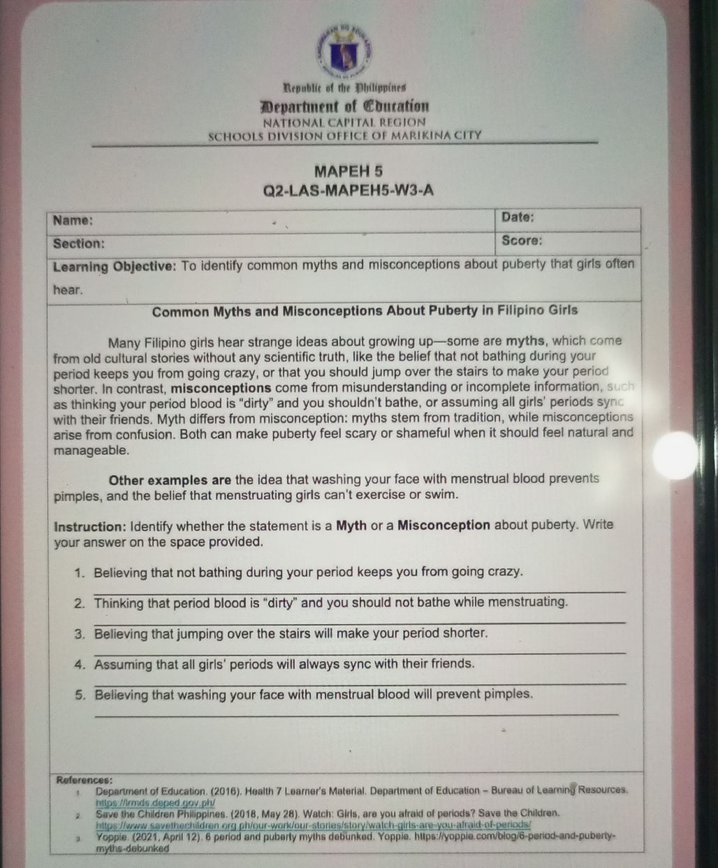 Learning Objective: To identify common myths | StudyX