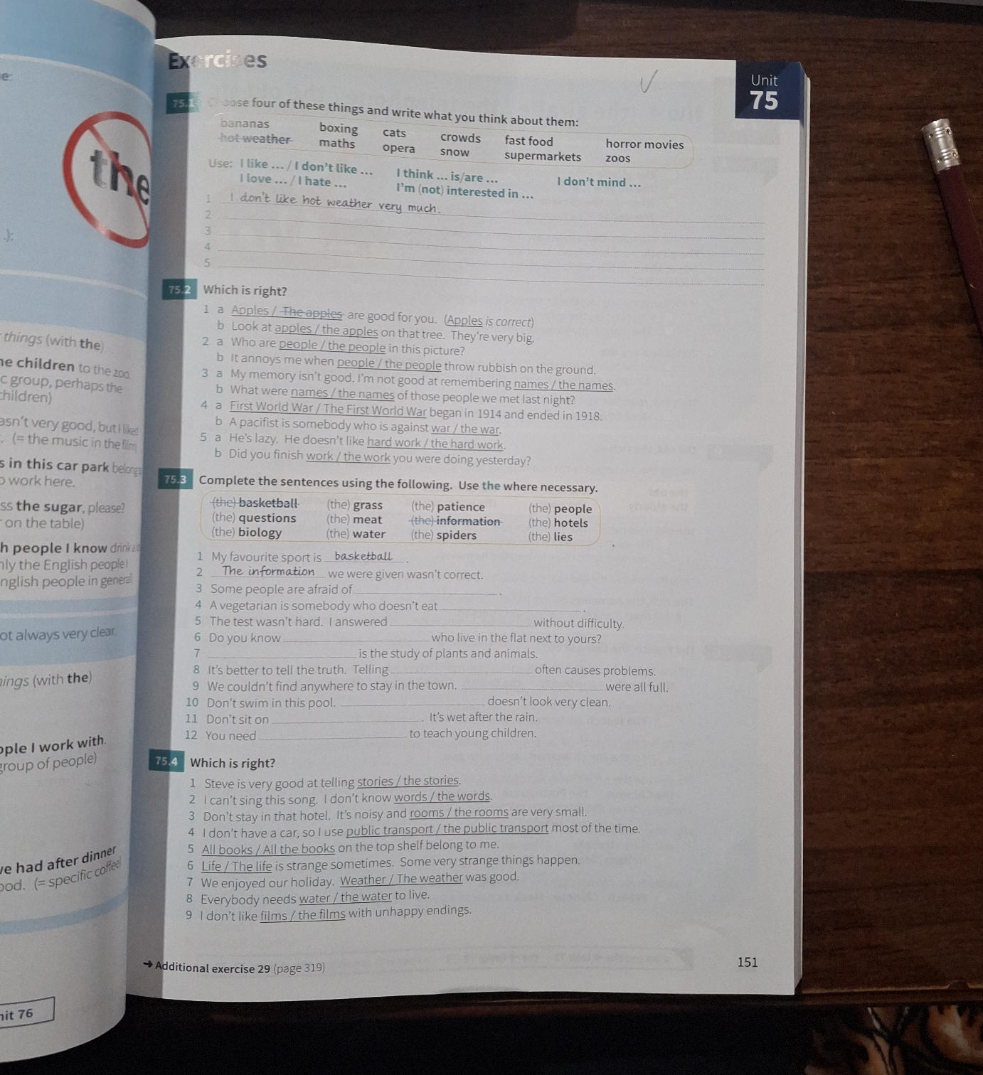 Choose four of these things and write what | StudyX