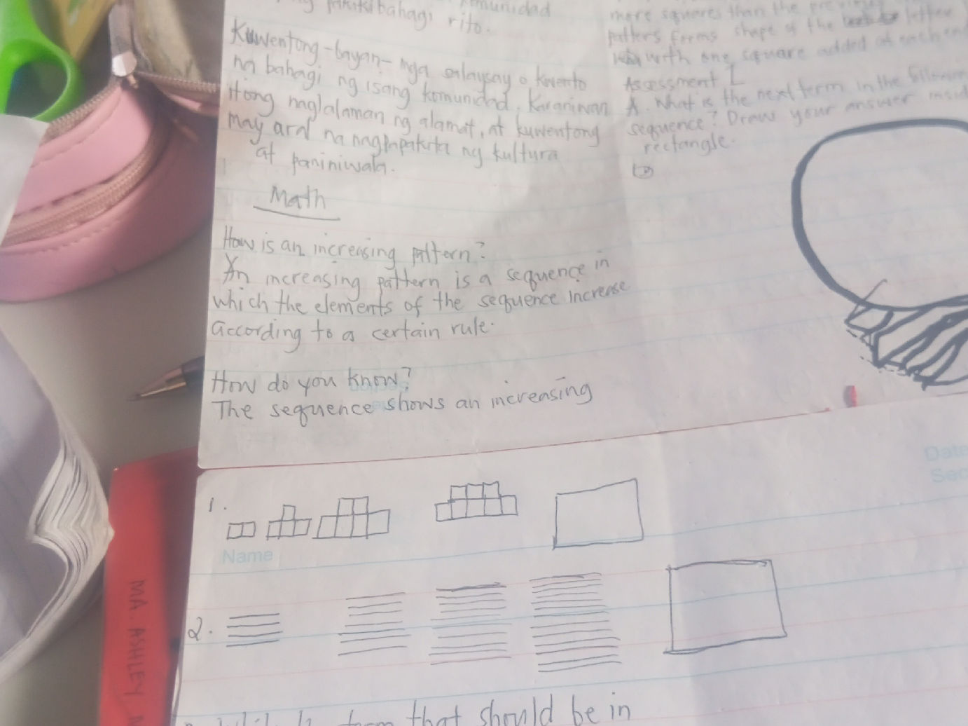 Math How is an increasing pattern? An | StudyX