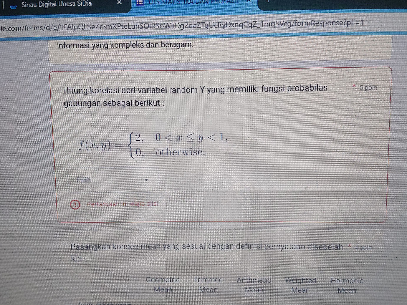 Hitung korelasi dari variabel random Y yang | StudyX