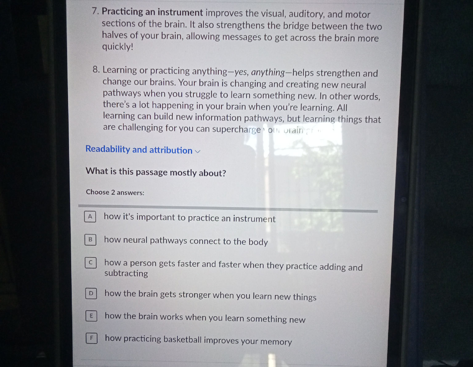 What is this passage mostly about? Choose 2 | StudyX