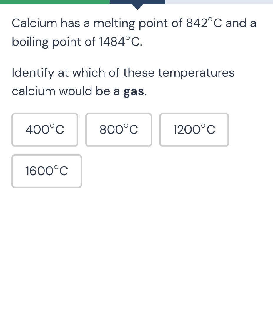 Calcium has a melting point of $842^{ } {C}$ | StudyX