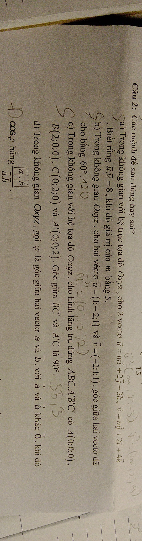 Câu 2: Các mệnh đề sau đúng hay sai? a) | StudyX