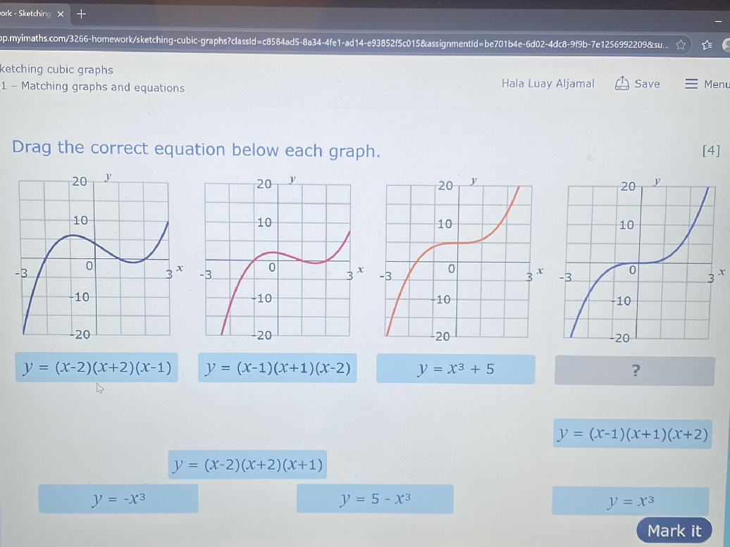 Drag the correct equation below each graph. | StudyX
