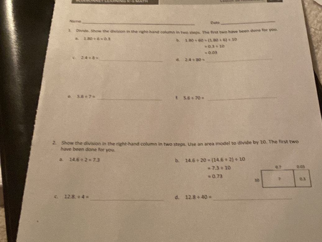 1. Divide. Show the division in the | StudyX