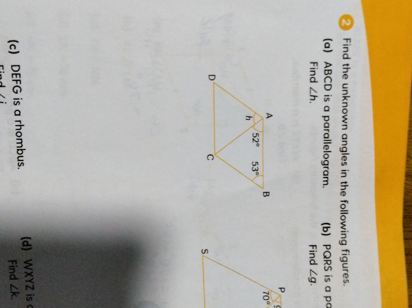 2 Find the unknown angles in the following | StudyX