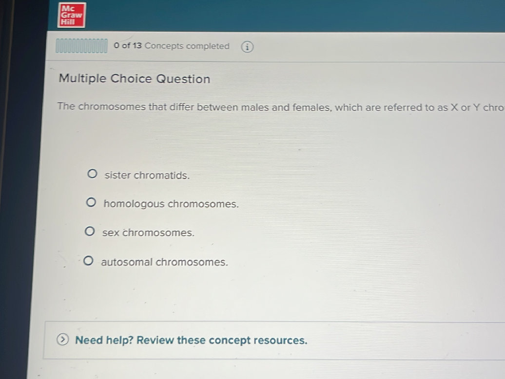 Multiple Choice Question The chromosomes | StudyX
