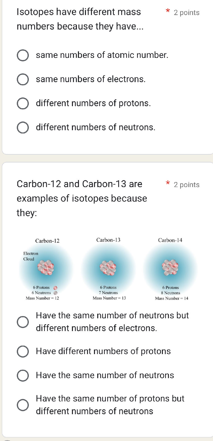 Isotopes have different mass numbers because | StudyX