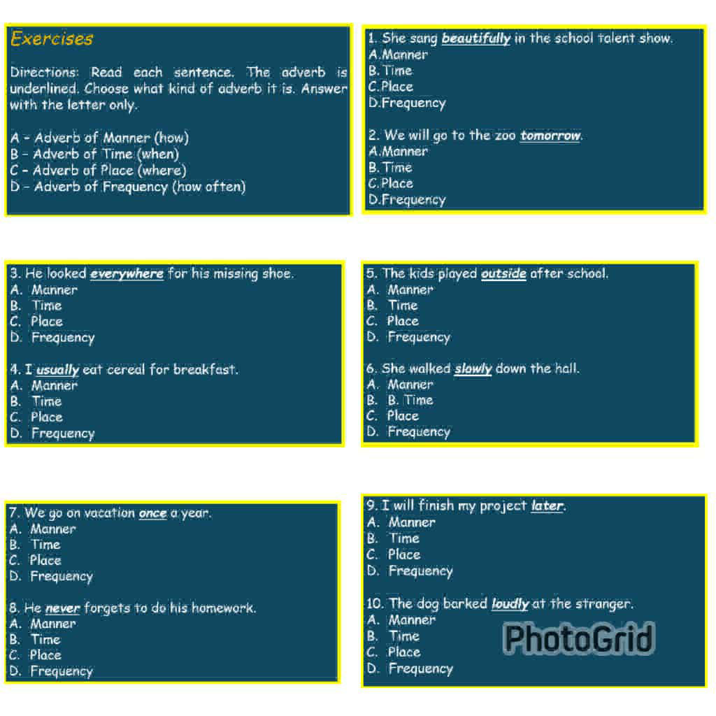 Exercises Directions: Read each sentence. | StudyX