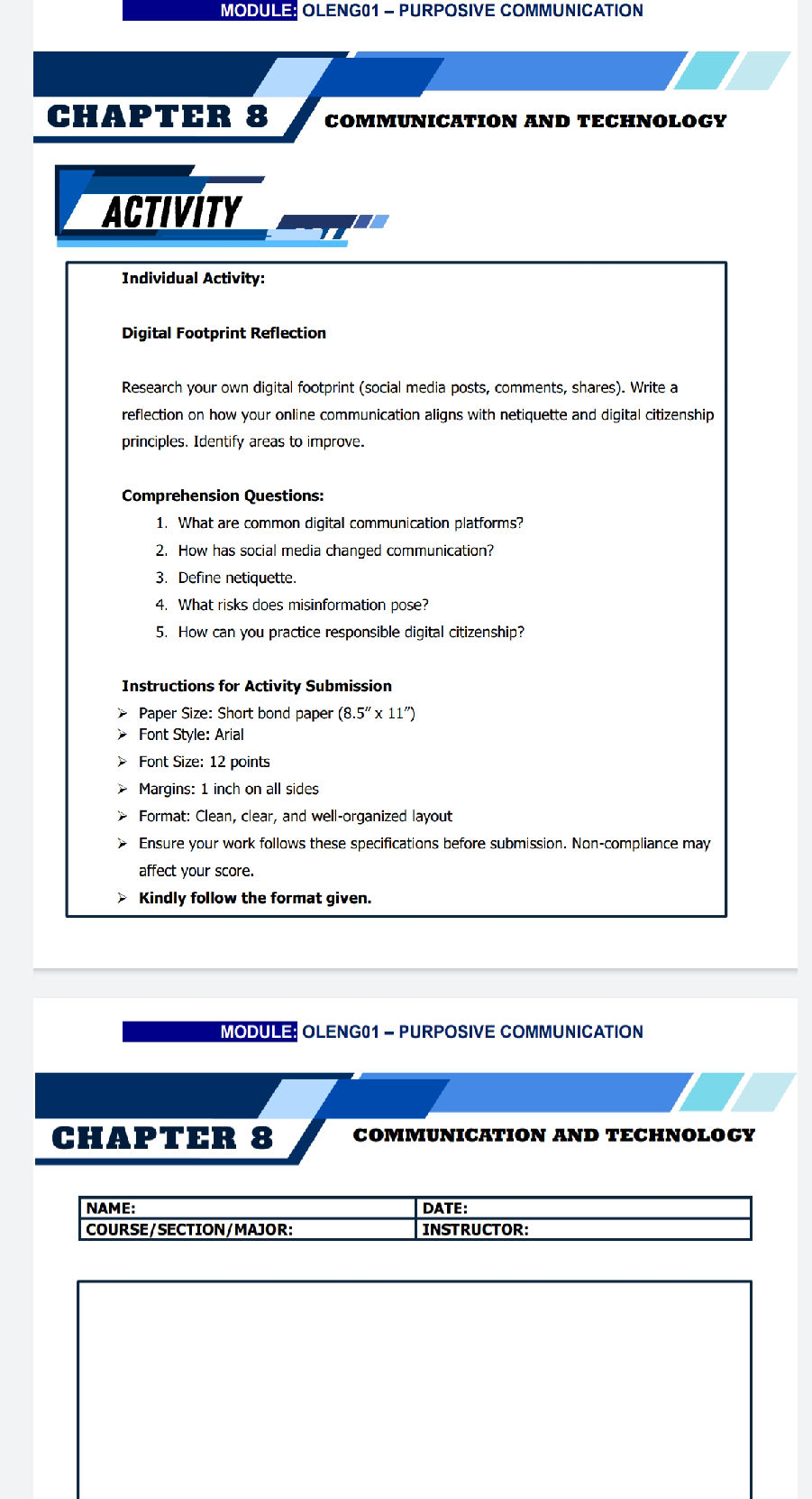 CHAPTER 8 COMMUNICATION AND TECHNOLOGY | StudyX