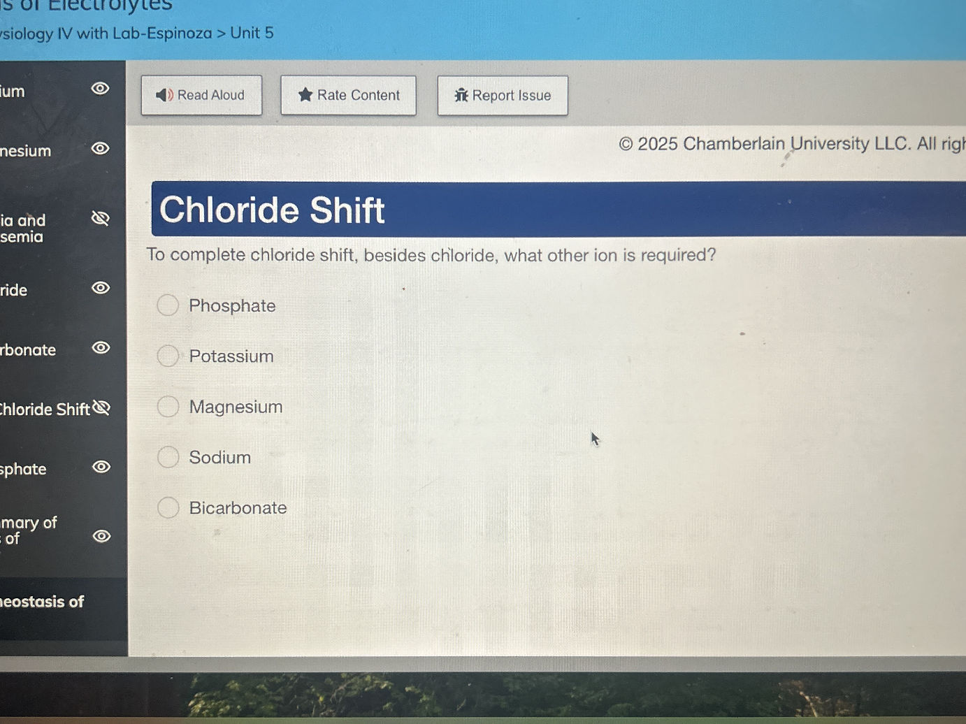 To complete chloride shift, besides | StudyX