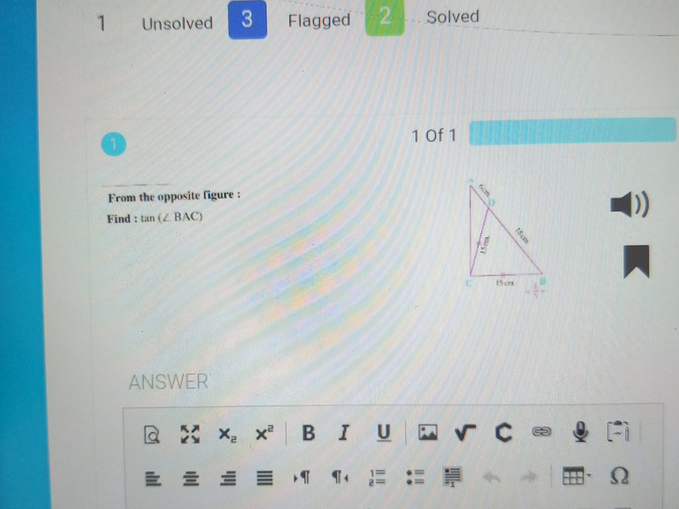 From the opposite figure : Find : $ ( BAC)$ | StudyX