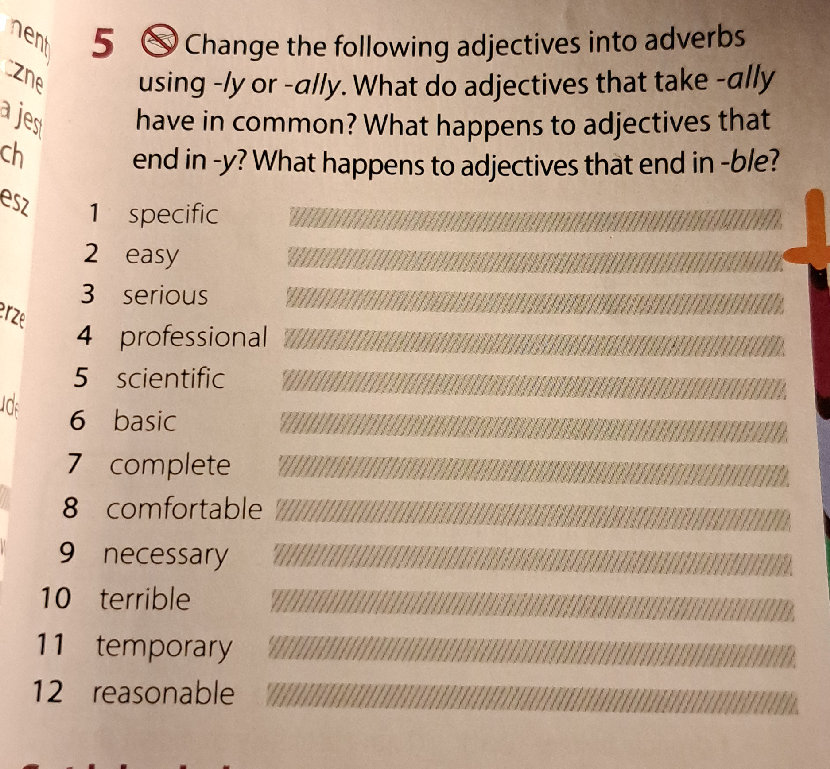 5 Change the following adjectives into | StudyX